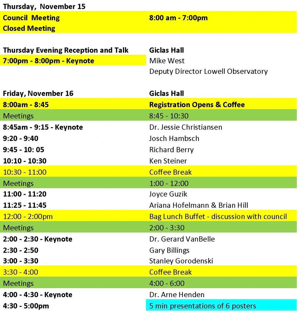 Flagstaff Meeting Schedule | aavso